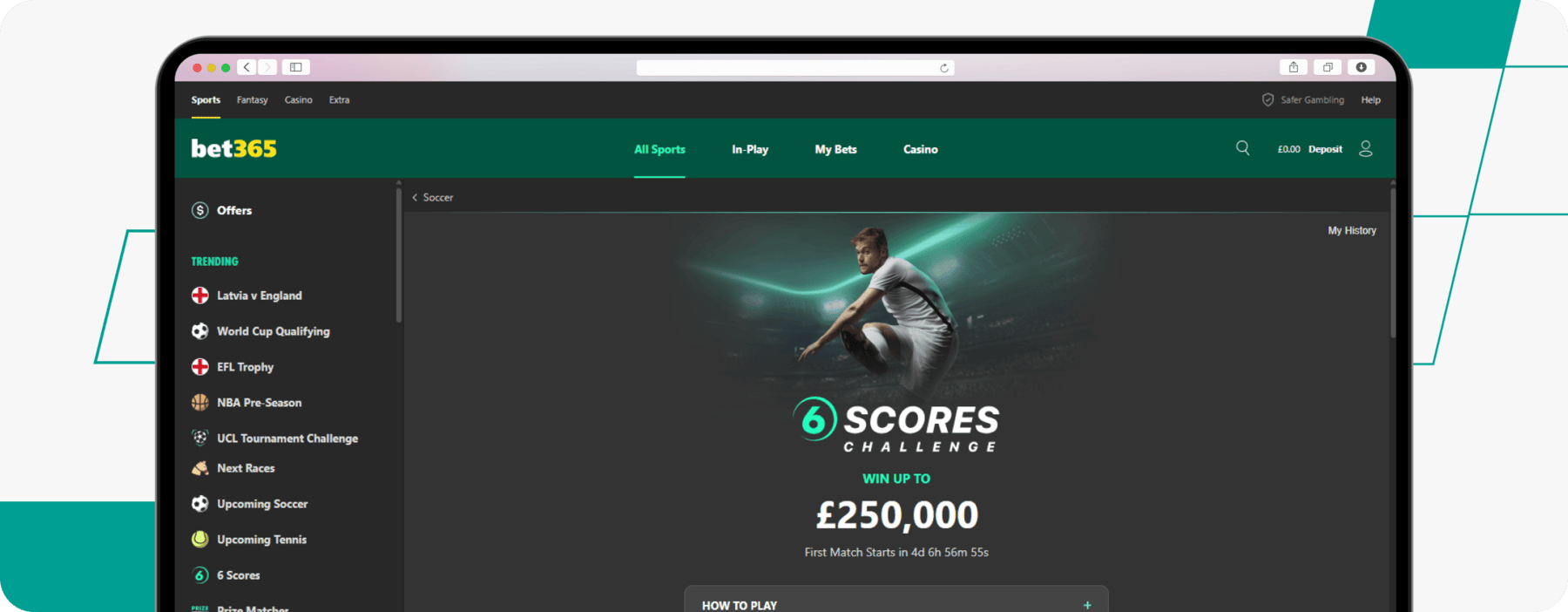 bet365 6 Scores Challenge | Free to Play - Win up to £250,000